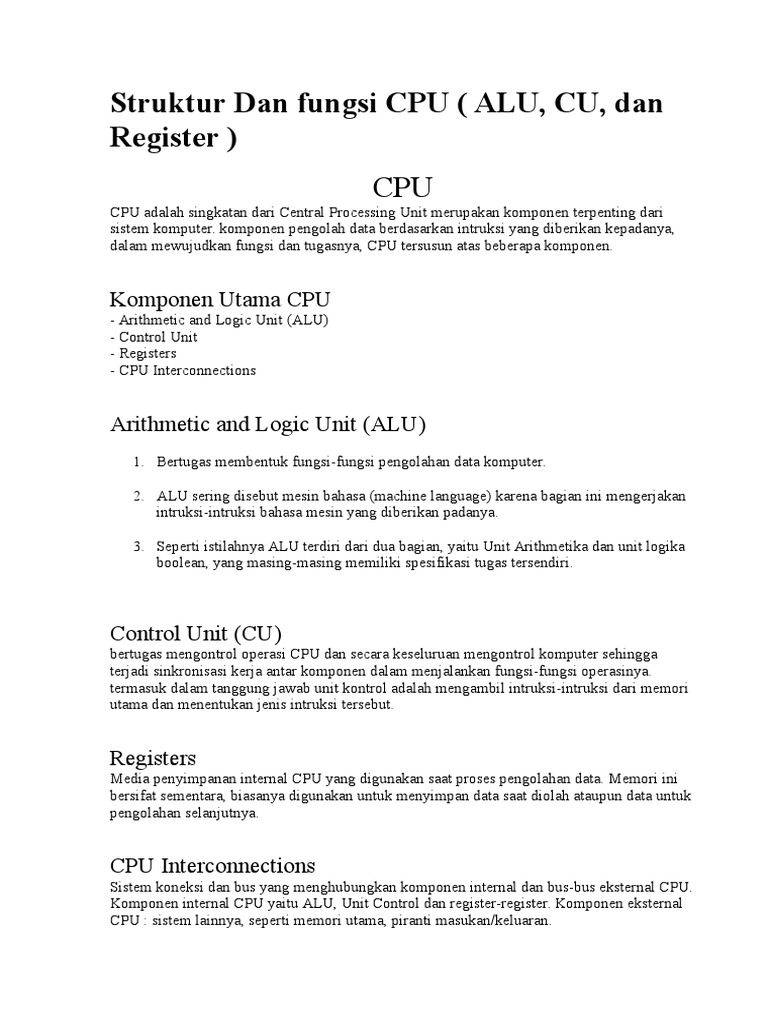 Struktur Dan Fungsi CPU | PDF