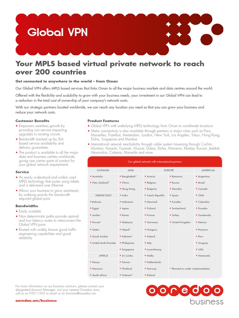 Global VPN: Your MPLS Based Virtual Private Network To Reach Over 200 Countries | PDF | Virtual ...