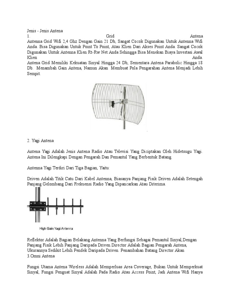 Jenis Jenis Antena | PDF | Teknologi & Rekayasa