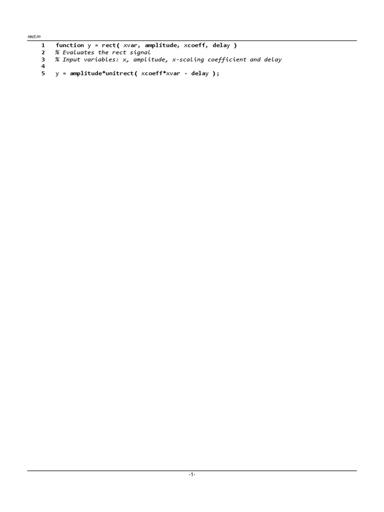 Rectangular Signal Function in MATLAB | PDF