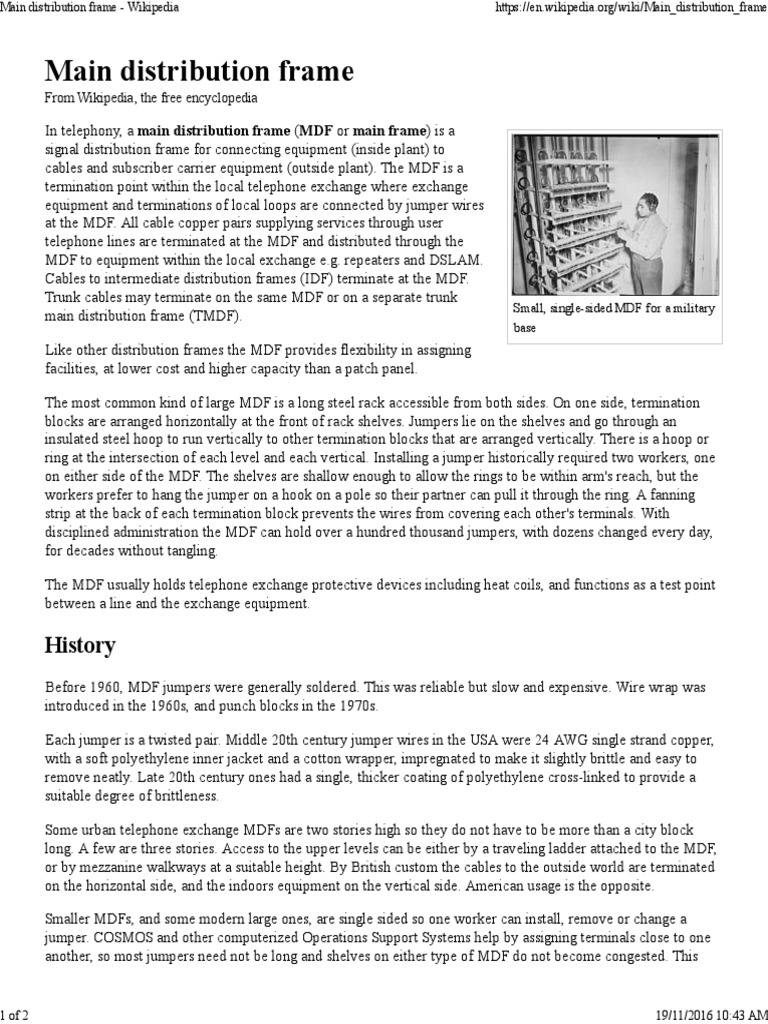 MDF | PDF | Telephony | Telecommunications