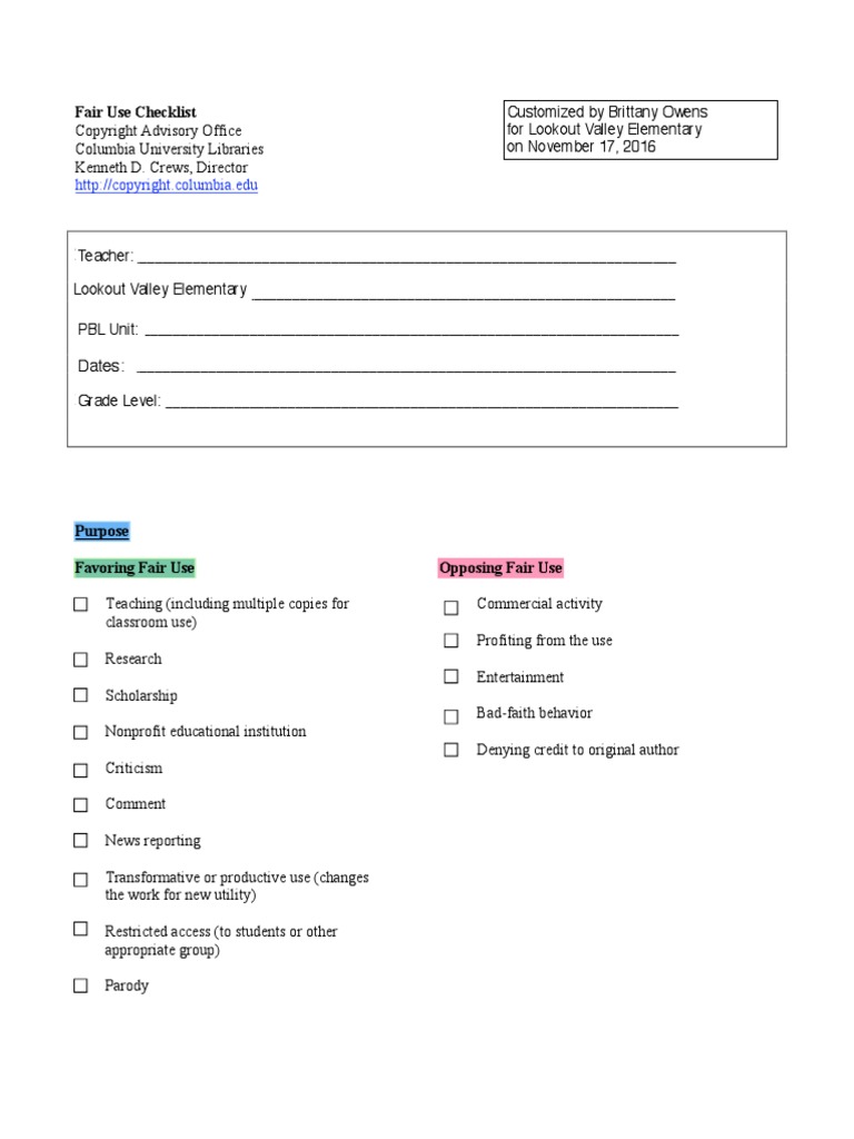 Fairusechecklist | PDF | Career & Growth | Social Science