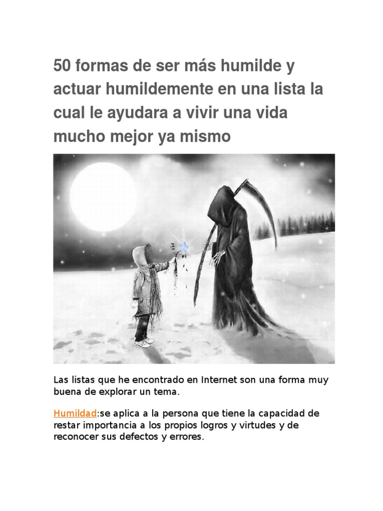 50 Formas de Ser Más Humilde y Actuar Humildemente en Una Lista La Cual ...