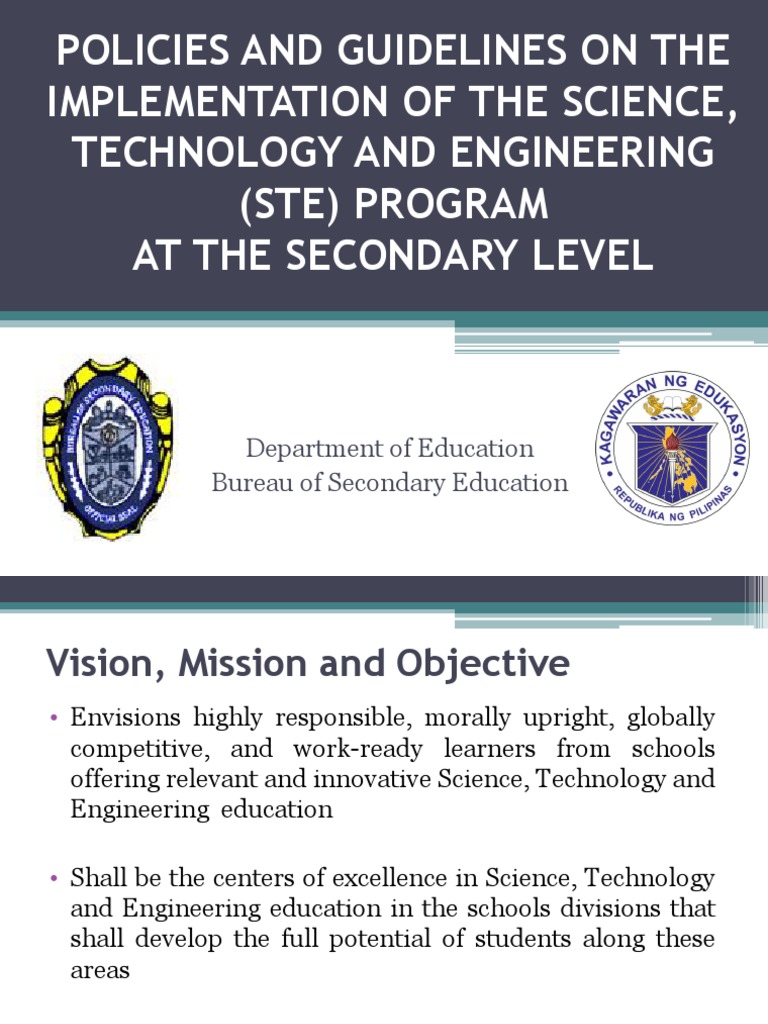 Policies On The Implementation of Science Technology and Engineering ...