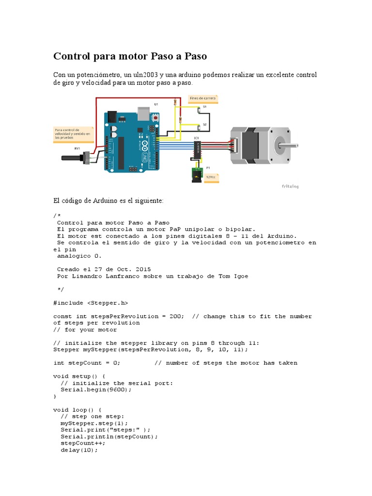 Control de motor paso a paso con Arduino | PDF | Informática | Tecnología