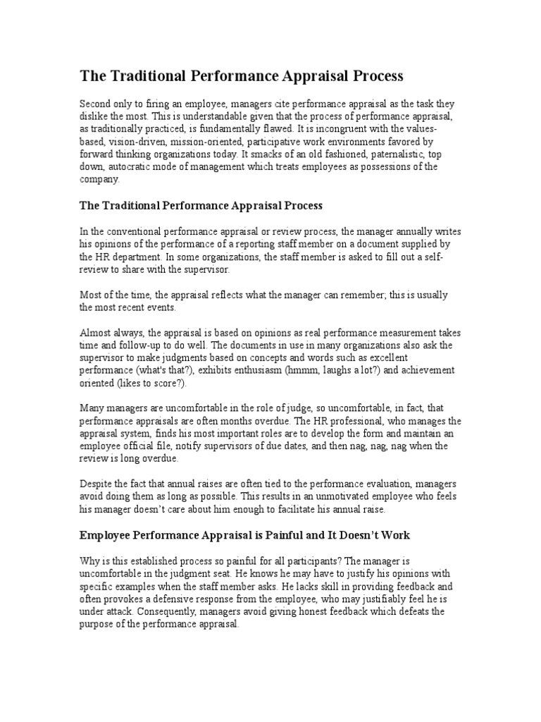 The Traditional Performance Appraisal Process | PDF | Performance ...
