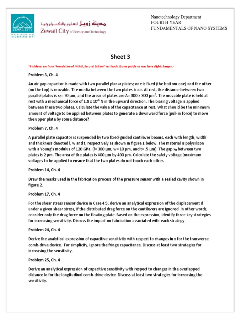 Sheet 3 (Ch4) | PDF | Capacitance | Capacitor
