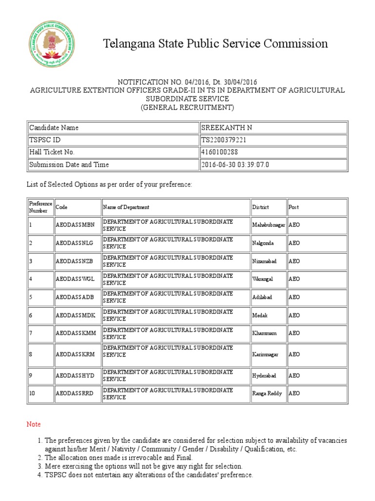 Telangana State Public Service Commission | PDF