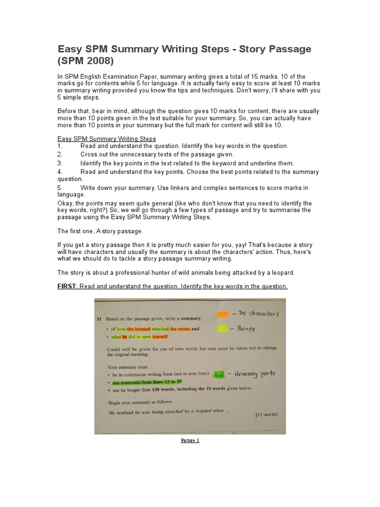 Easy SPM Summary Writing Steps | PDF | Communication | Linguistics