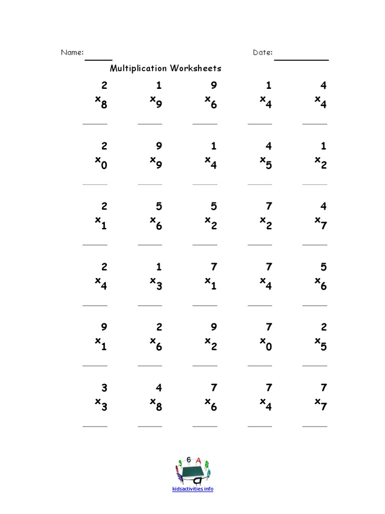 One-Digit Multiplication Worksheet | PDF