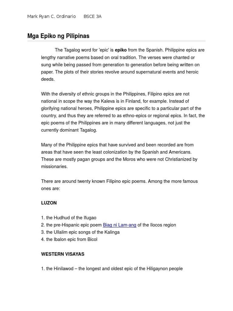 Philippine Epics | PDF