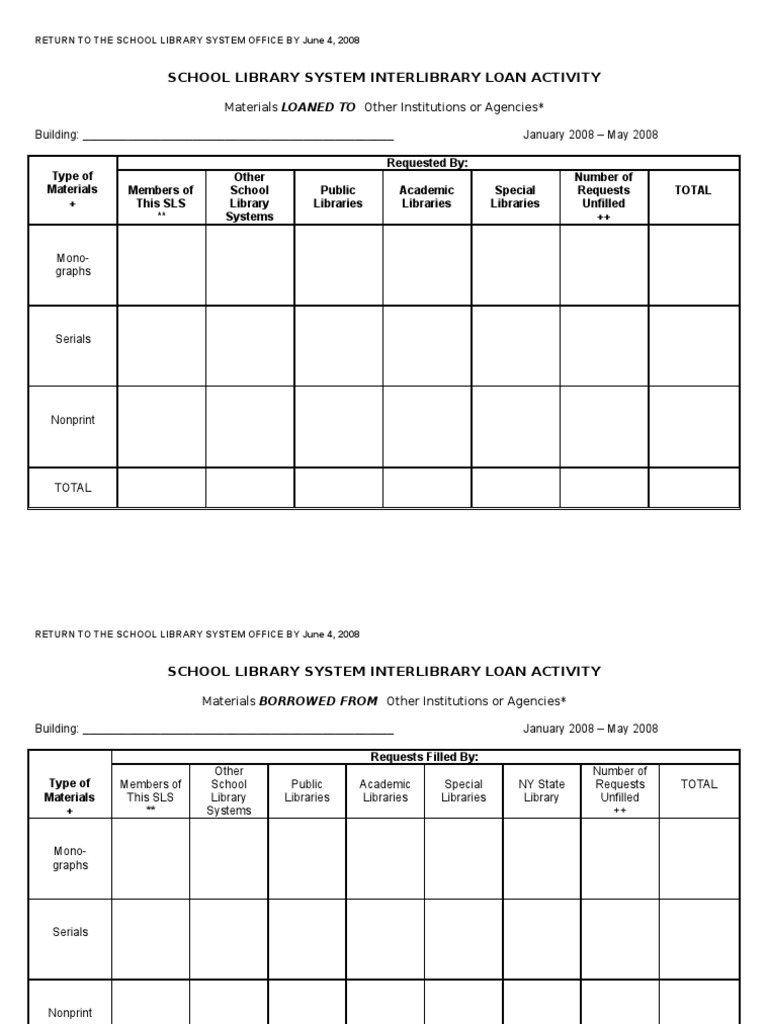 ILL Activity Forms Jan May 2008 | PDF