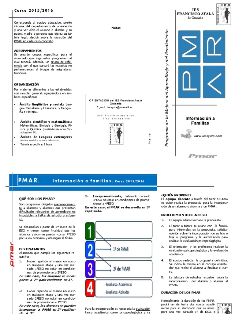 PMAR - Información A Padres PMAR 15-16 Teresa - Triptico.código QR | PDF