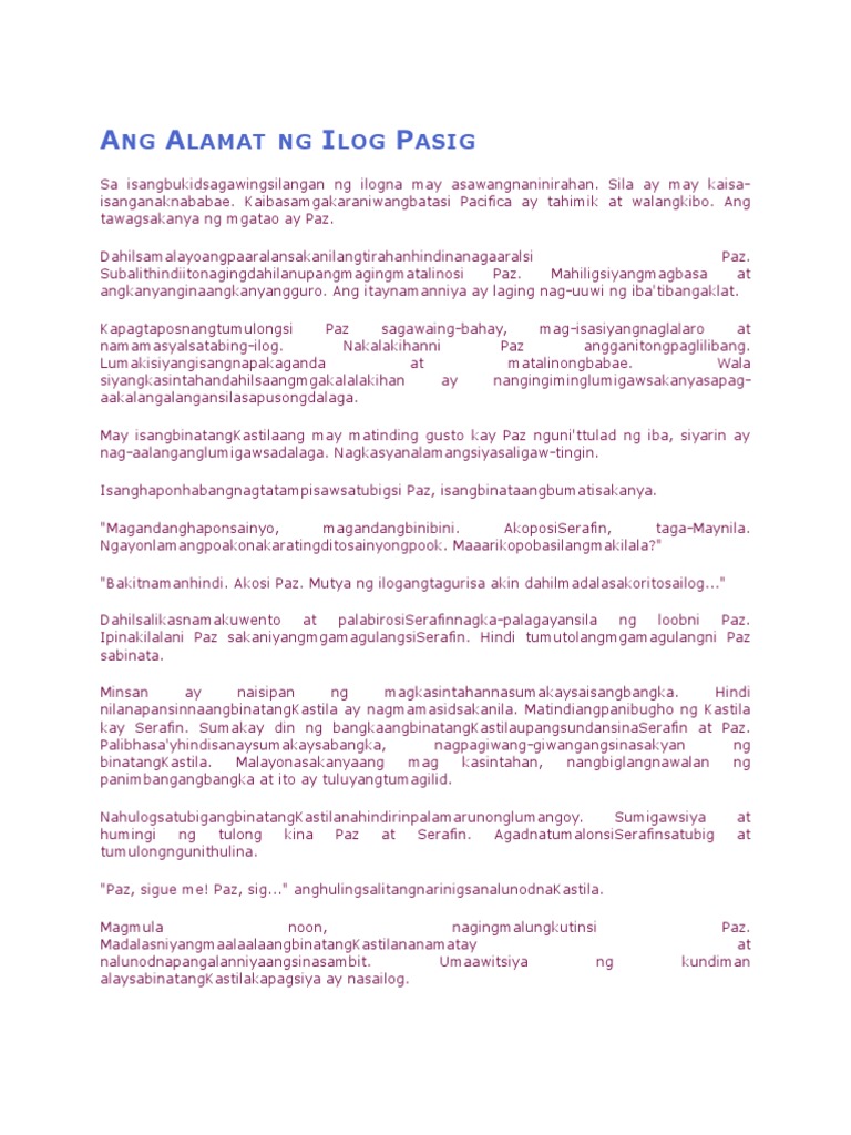 Ang Alamat NG Ilog Pasig | PDF
