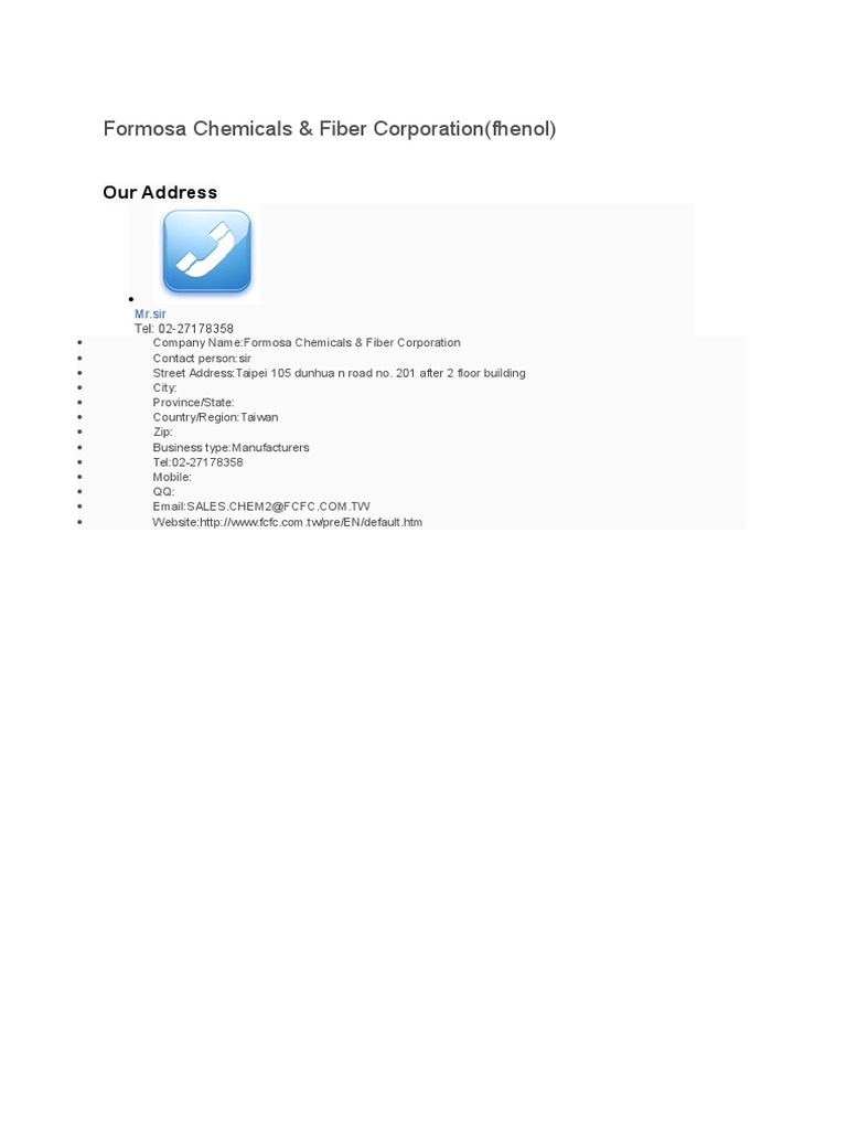 Formosa Chemicals (Phenol) | PDF