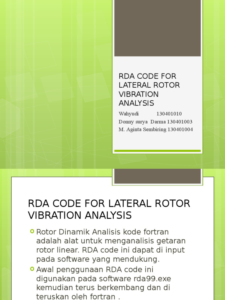 Rda Code For Lateral Rotor Vibration Analysis | PDF