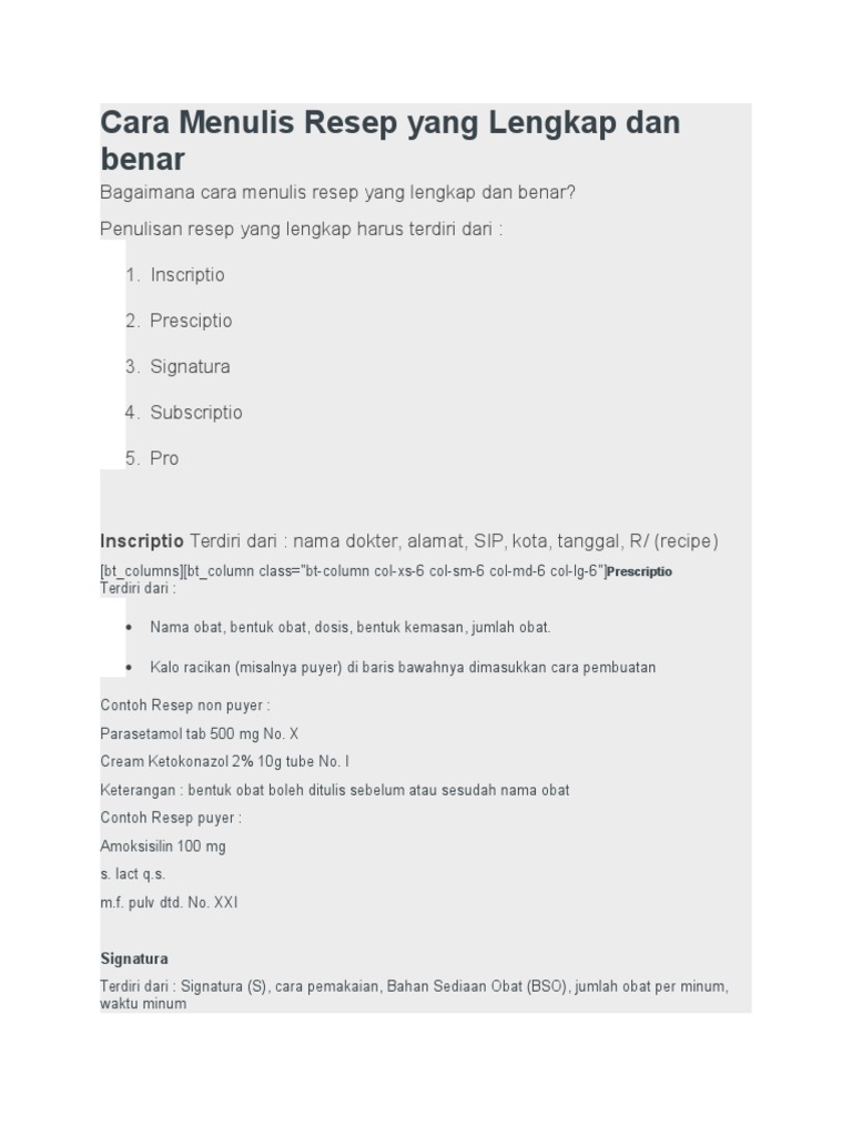 Cara Menulis Resep Yang Lengkap Dan Benar | PDF