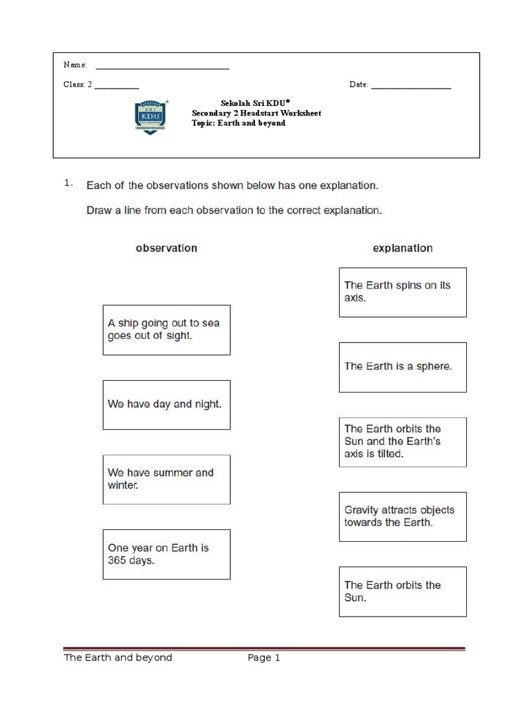 Headstart - The Earth and Beyond | PDF
