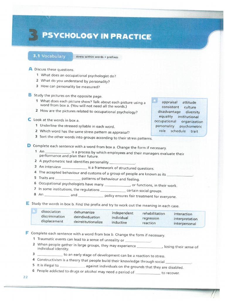 Unit 4. Psychology in Practice + Vocabulary Exercises | PDF