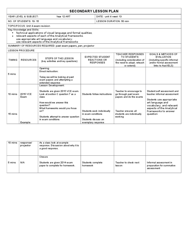 Lesson Exam Revision | PDF