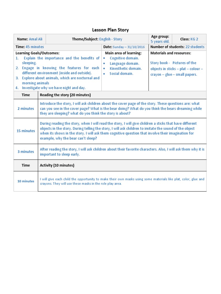 Lesson Plan Story | PDF