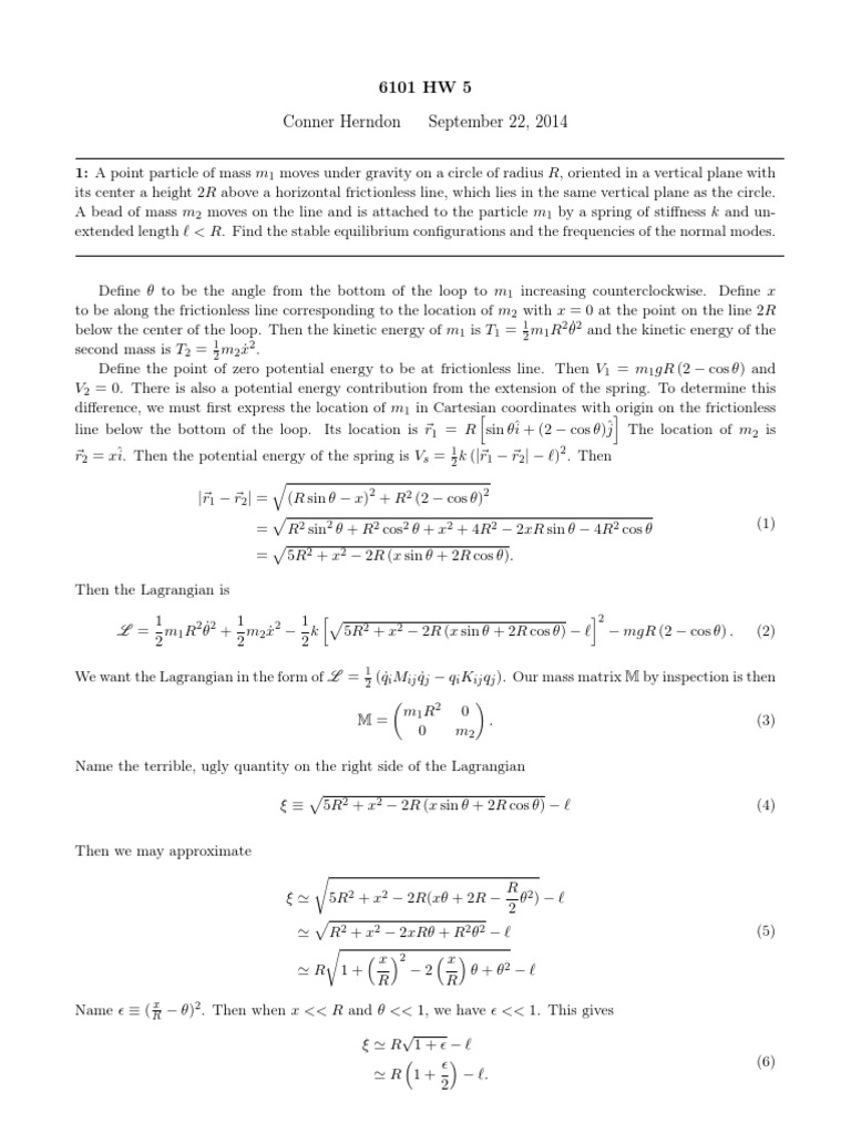 Exercises of Small Oscillations | PDF | Normal Mode | Eigenvalues And Eigenvectors