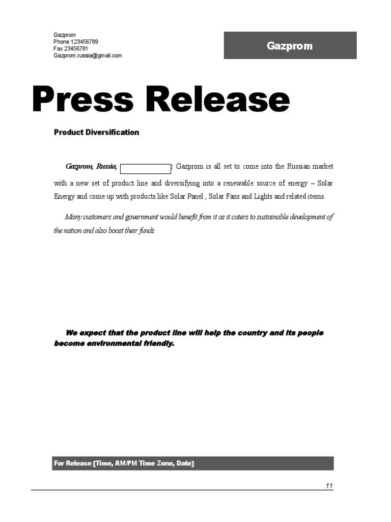 Press Release: Gazprom | PDF
