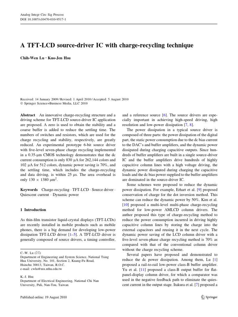 10 - A TFT-LCD Source-Driver IC With Charge-Recycling Technique | PDF ...