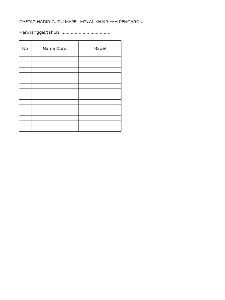 Absen Guru 2015 | PDF