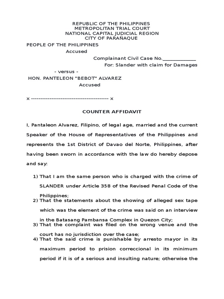 Counter Affidavit | PDF