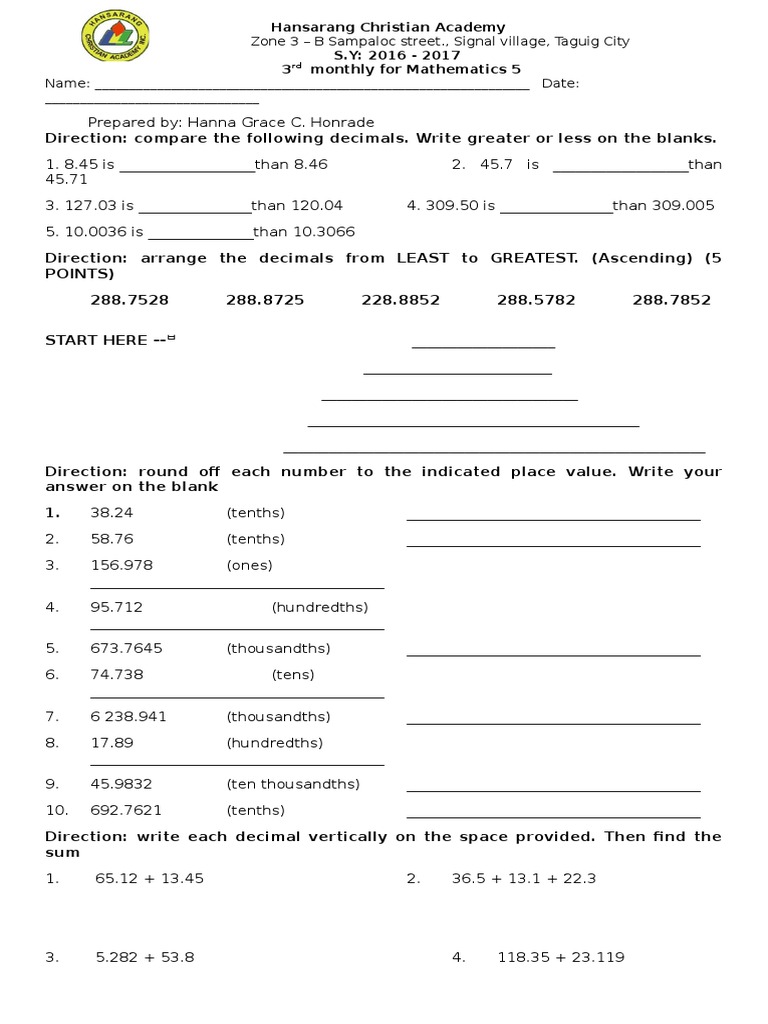 Grade 5 Math | PDF | Teaching Methods & Materials