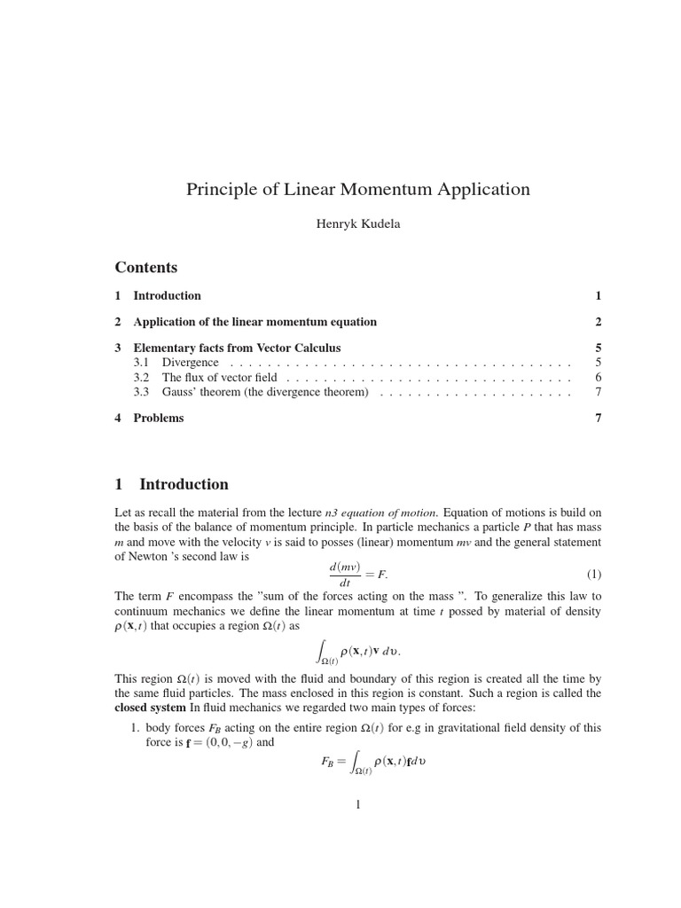 Lecture No4 Application Linear Momentum Principle PDF | PDF