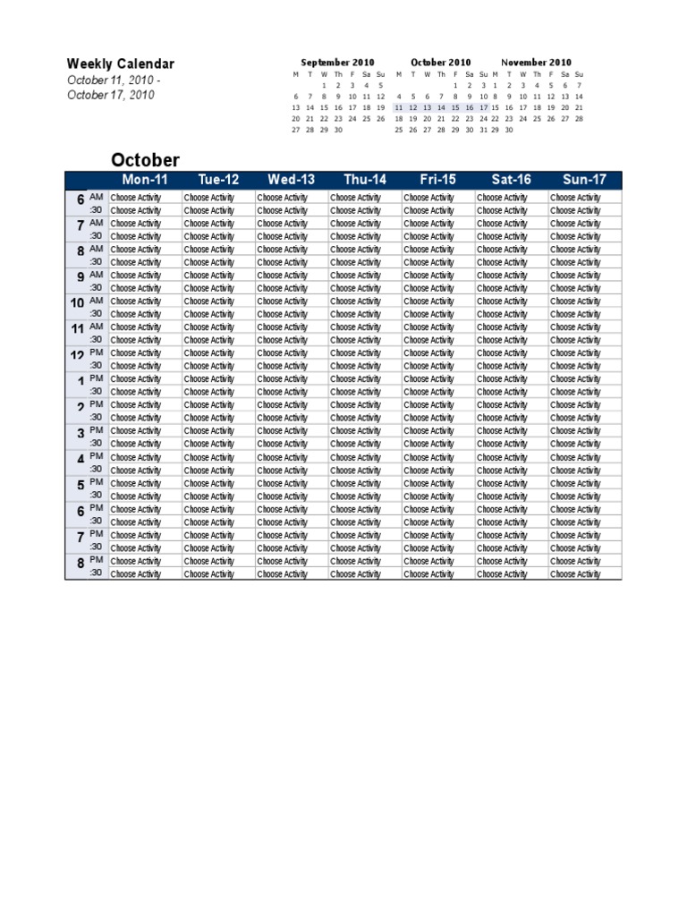 Weekly Calendar Template | PDF