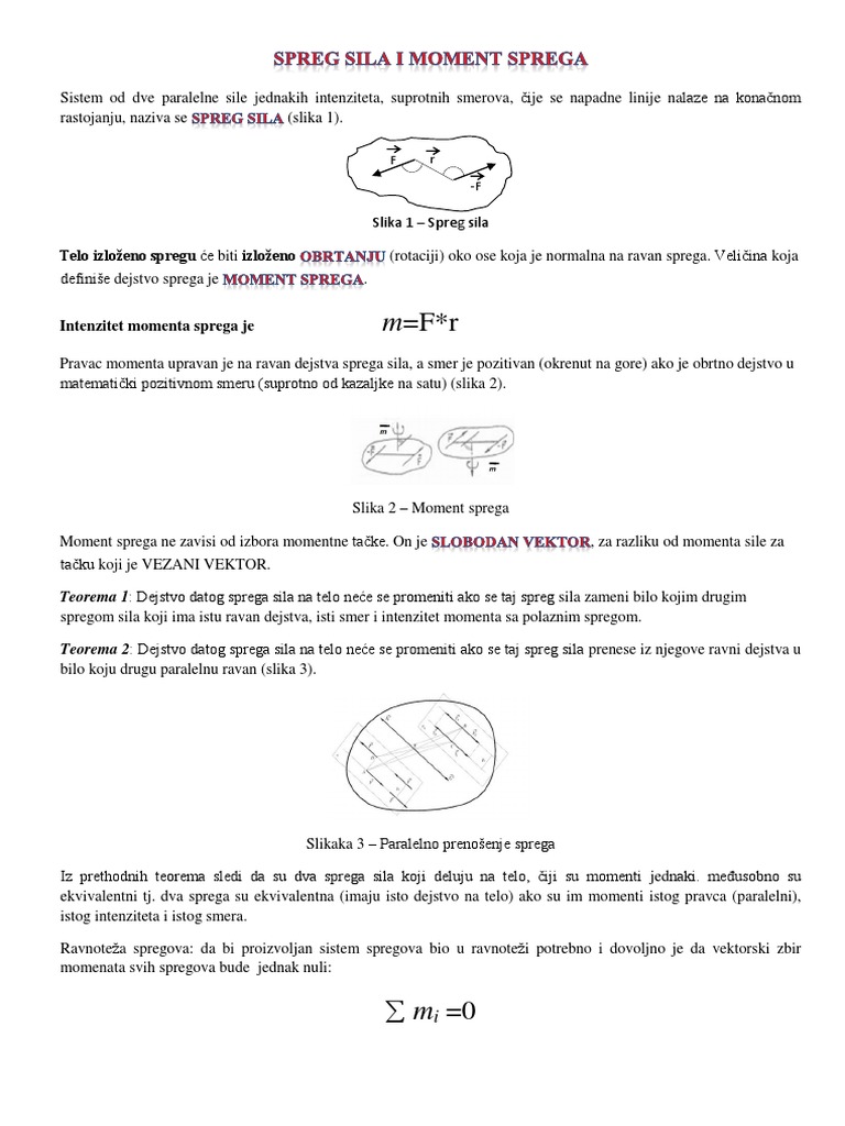 Spreg Sila I Moment Sprega | PDF