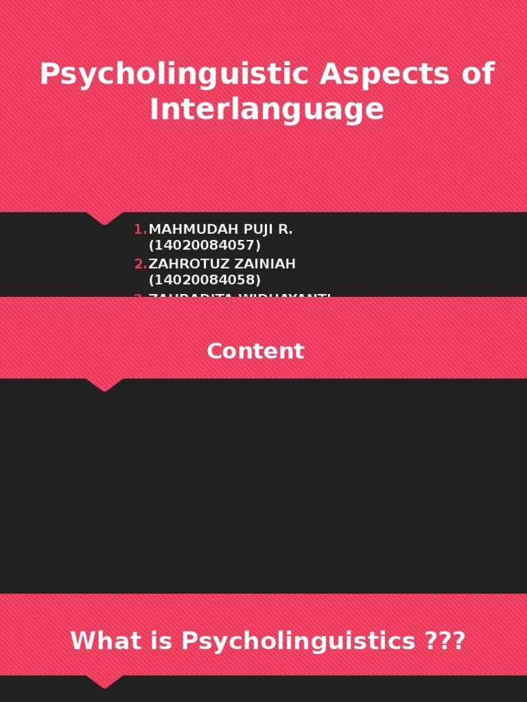 Psycholinguistic Aspects of Interlanguage-1 | PDF | Second Language | Mental Processes