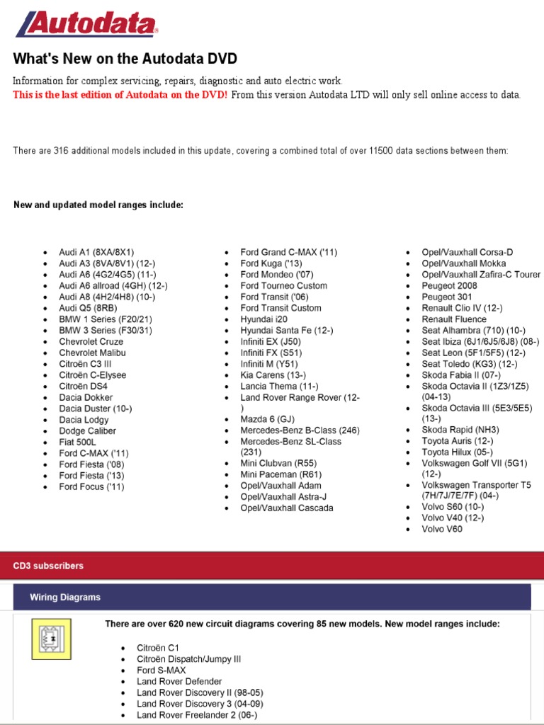 What's New in Autodata 3.45 | PDF