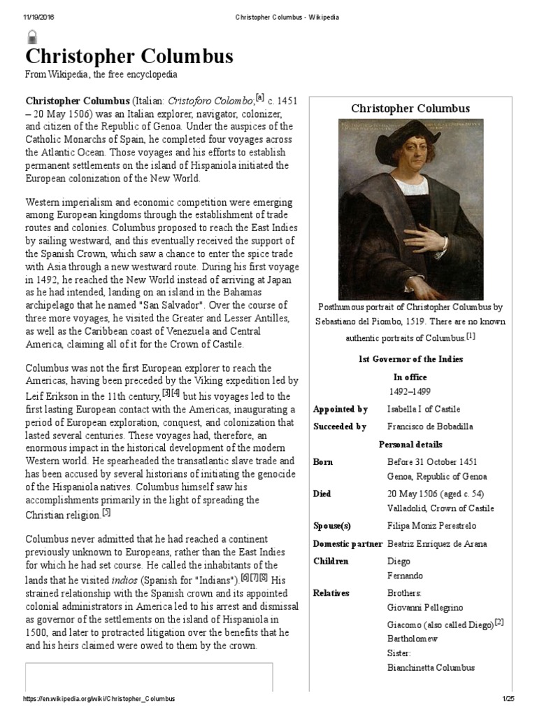 Christopher Columbus | PDF | Voyages Of Christopher Columbus | Christopher Columbus