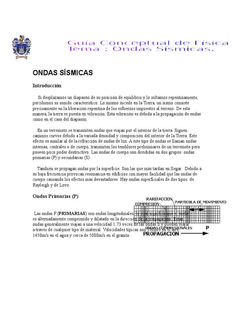 Propagación de ondas sísmicas: Ondas internas, superficiales y sus ...
