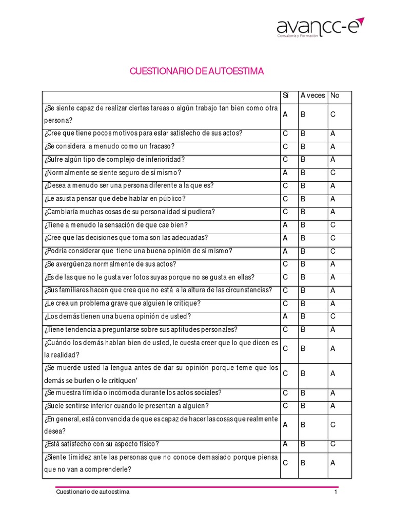 Test Autoestima | PDF | Autoestima | Conceptos psicologicos