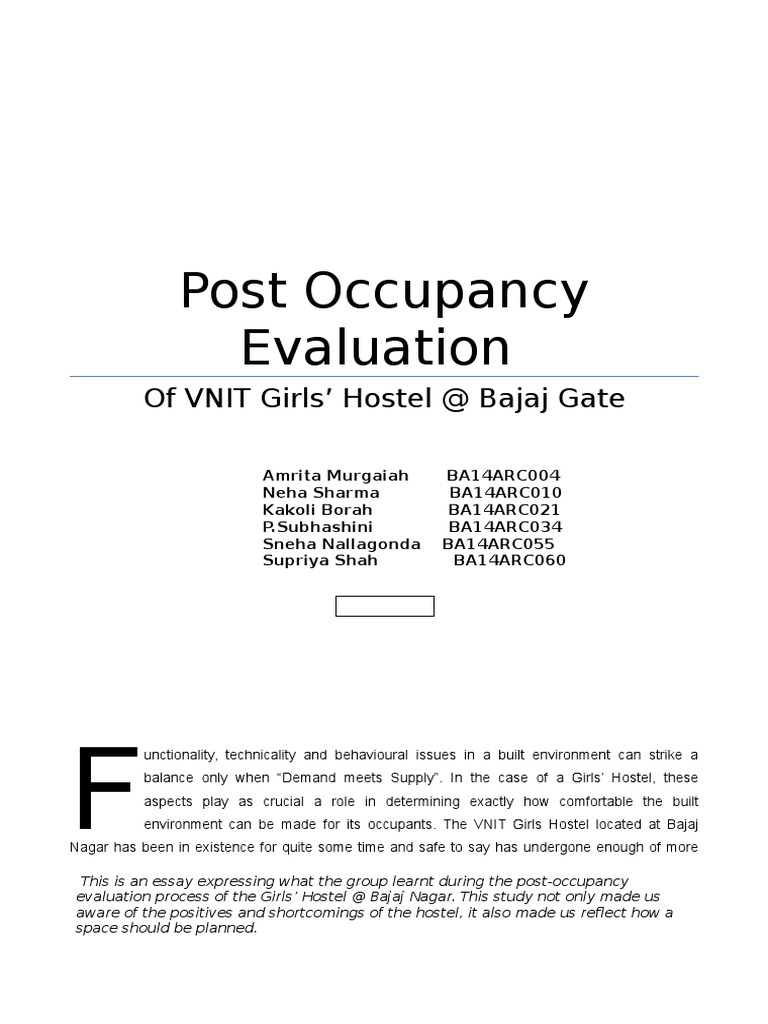 Report On Post Occupancy Evaluation | PDF | Public Toilet | Gender