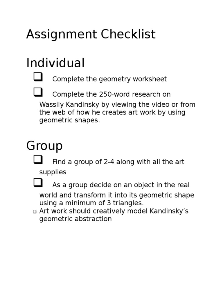 Assignment Checklist | PDF