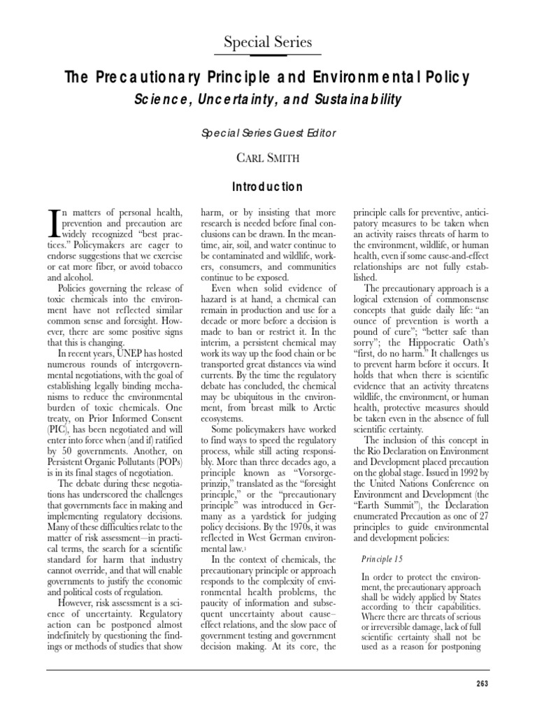 The Precautionary Principle and Environmental Policy PDF | PDF | Public International Law | Treaty