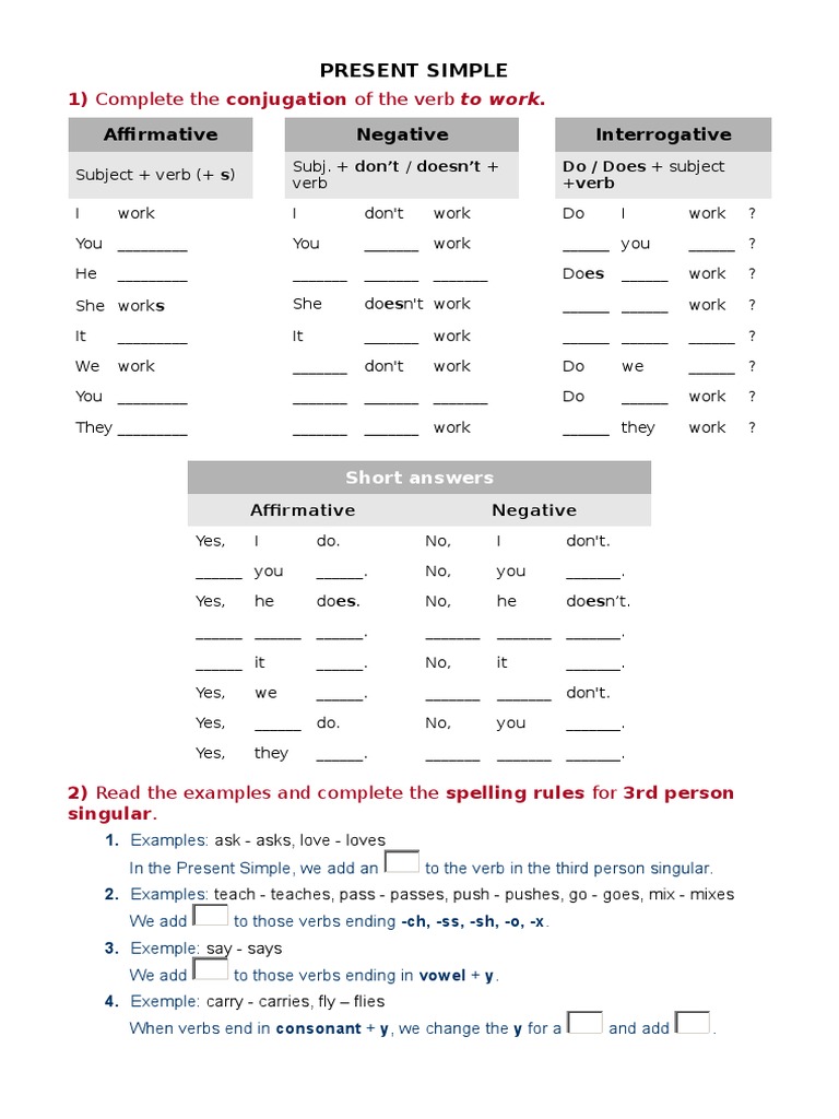 Present Simple Worksheets | PDF | Grammar | Philology