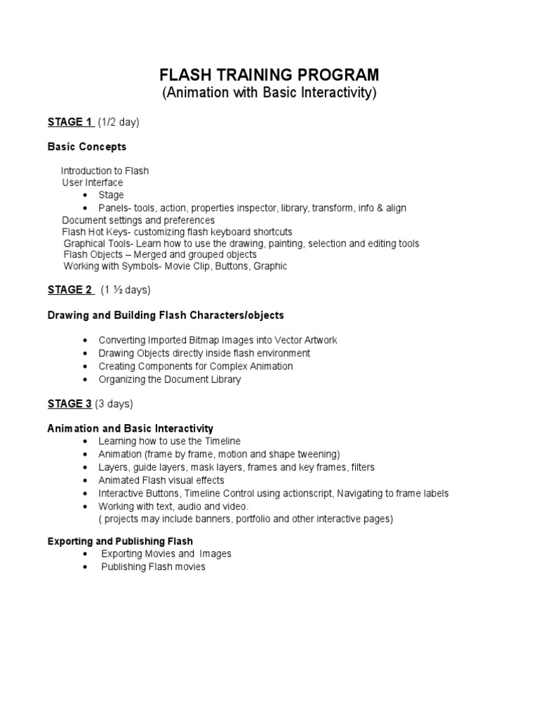 Basic FLASH TRAINING PROGRAM - Basic Interactivity | PDF