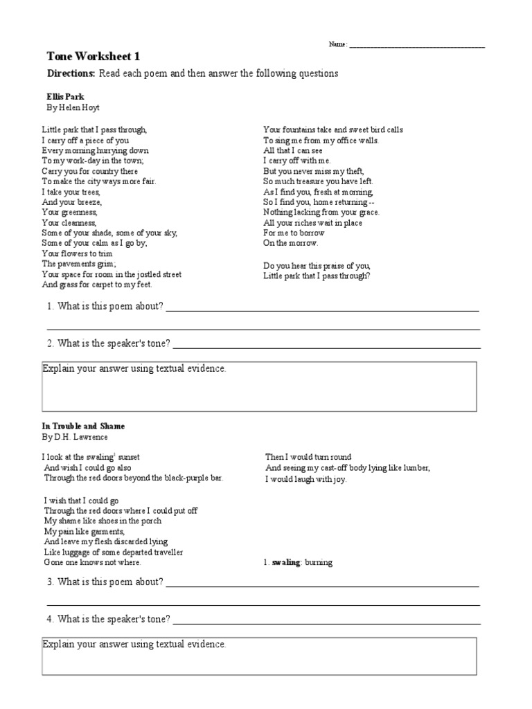 Tone Worksheet 01 | PDF