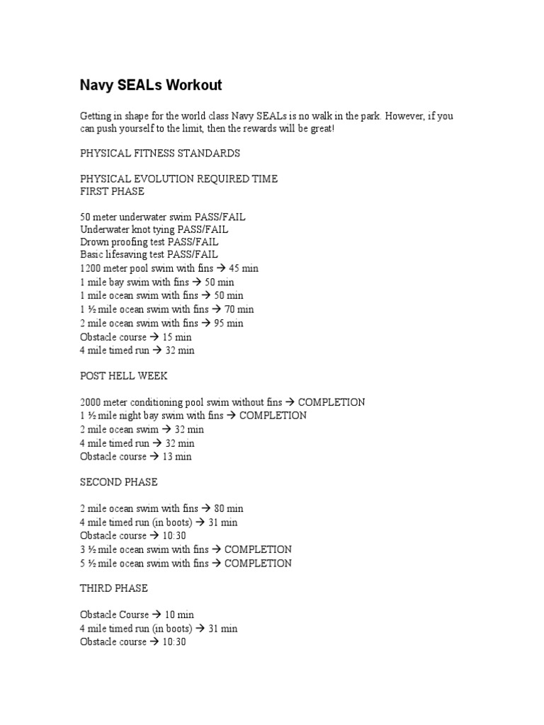 Navy Workout PDF | PDF | Recreation | Sports
