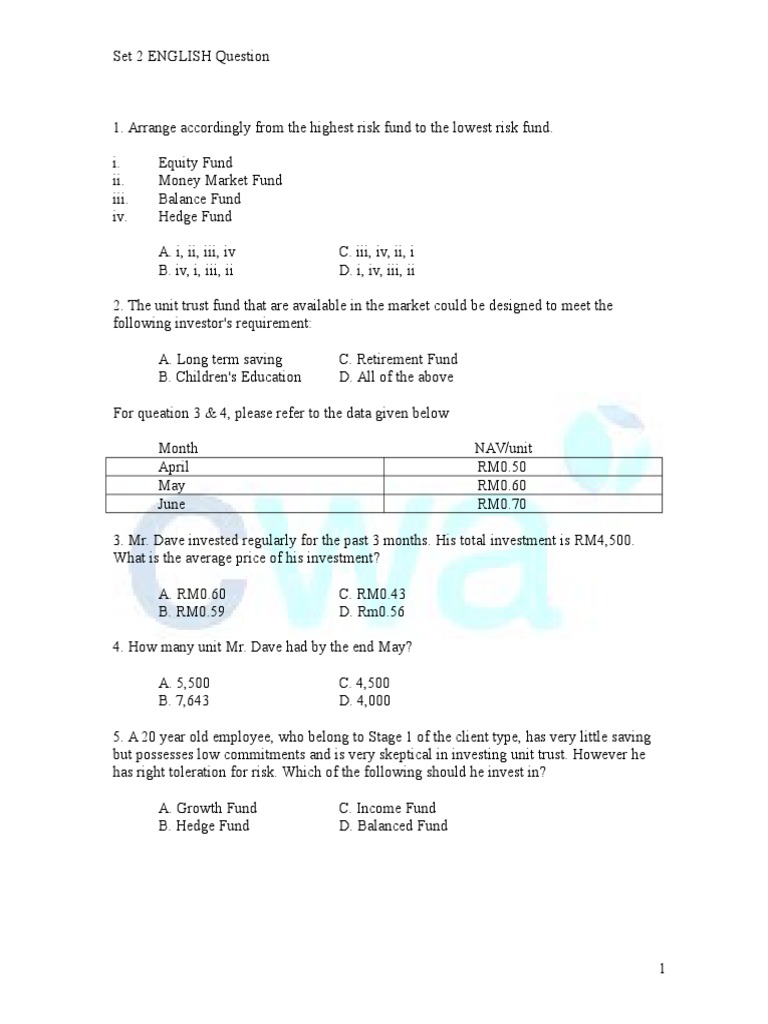 Cute Exam Questions Set 2 | PDF | Investing | Stocks
