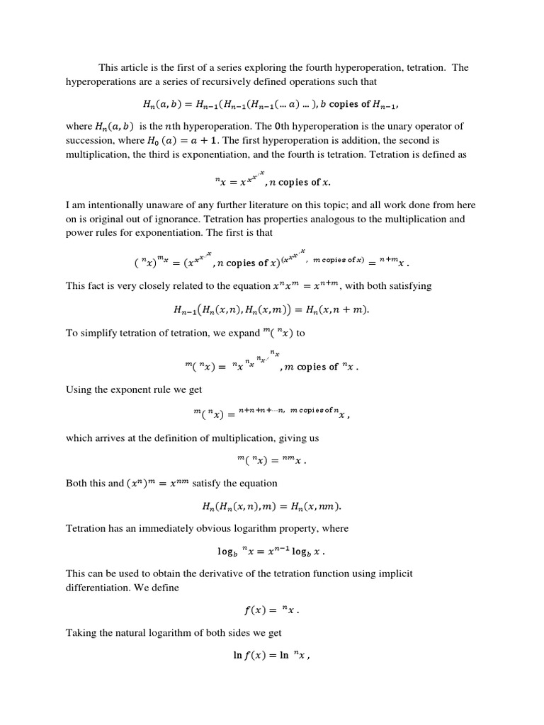 Tetration | PDF | Teaching Methods & Materials