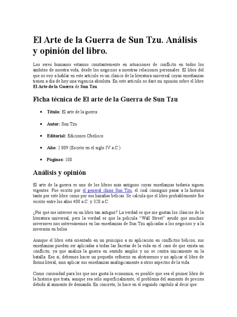 El Arte De La Guerra De Sun Tzu Pdf El Arte De La Guerra