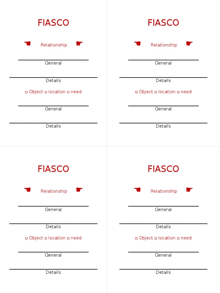 Fiasco - Table Cards | PDF